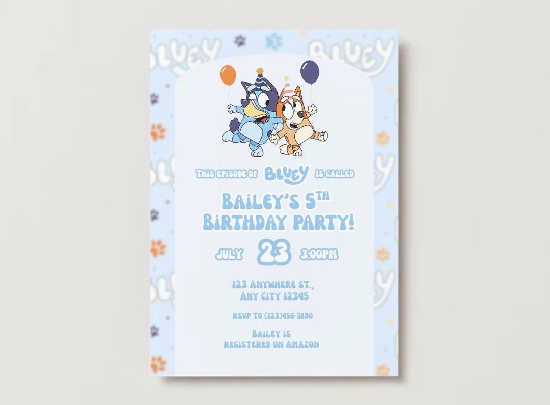 Bluey Birthday Party Invitation (customized) - Etsy