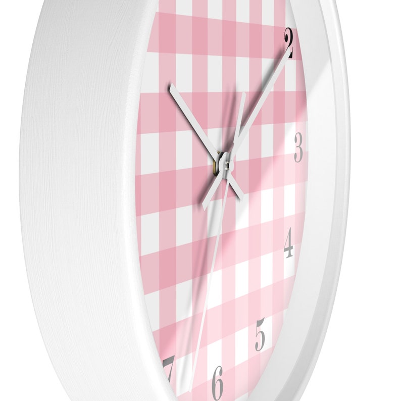 Pink Gingham Checked Clock - Etsy