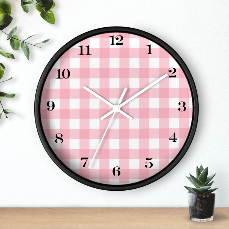 Pink Gingham Checked Clock - Etsy