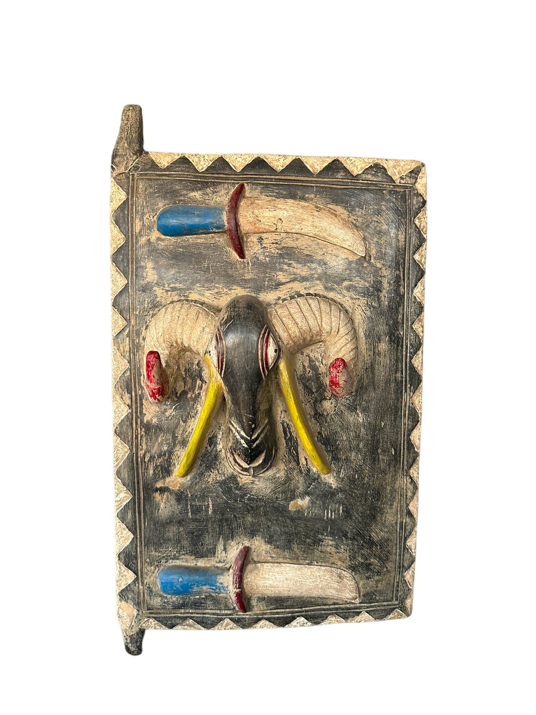 Authentic Bamileke Tribal Door Panel, Handcarved Ram Head Art Cameroon ...