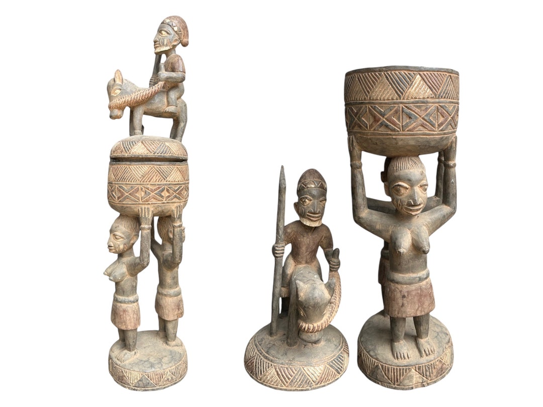 Antique Sculpture Divination Pot, African Idols-yoruba Ifa Sacrificial ...