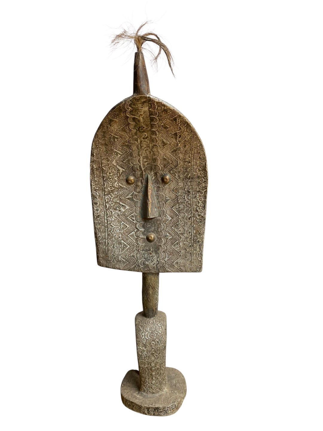 Kota Reliquary Figure, Large African Antique Wood Sculpture Tall Brass ...