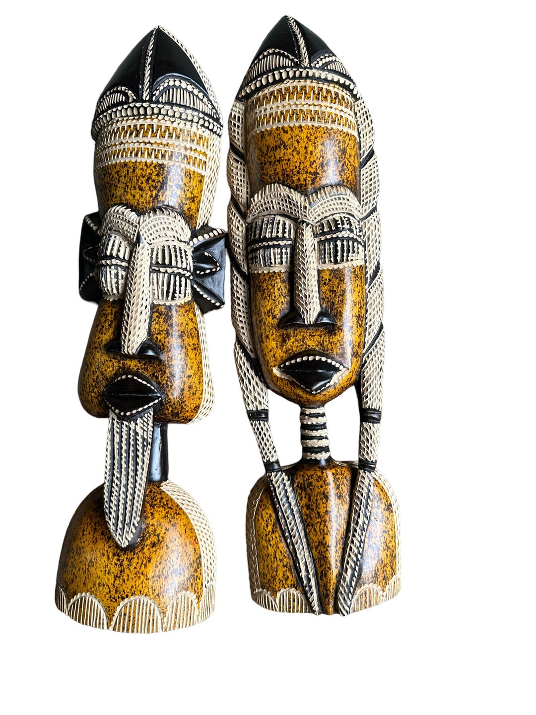 African Masks for Wall Pair of Ashanti King and Queen Tribal - Etsy