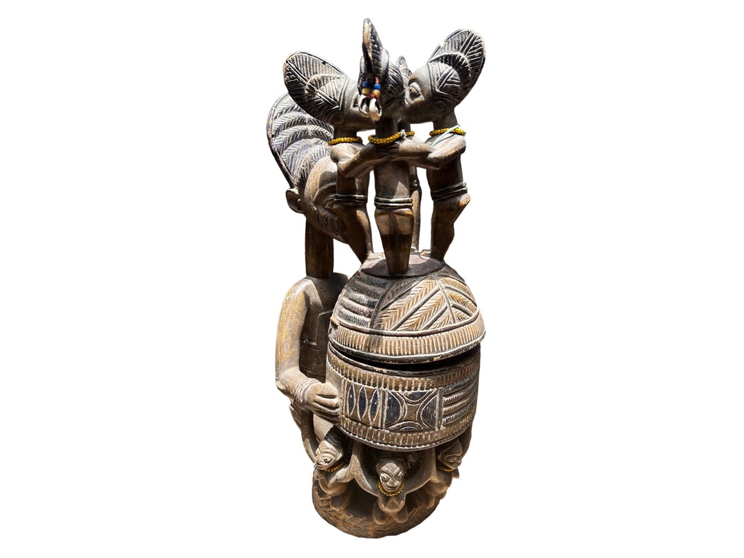 Antique Sculpture Divination Pot, African Idols-yoruba Ifa Sacrificial ...