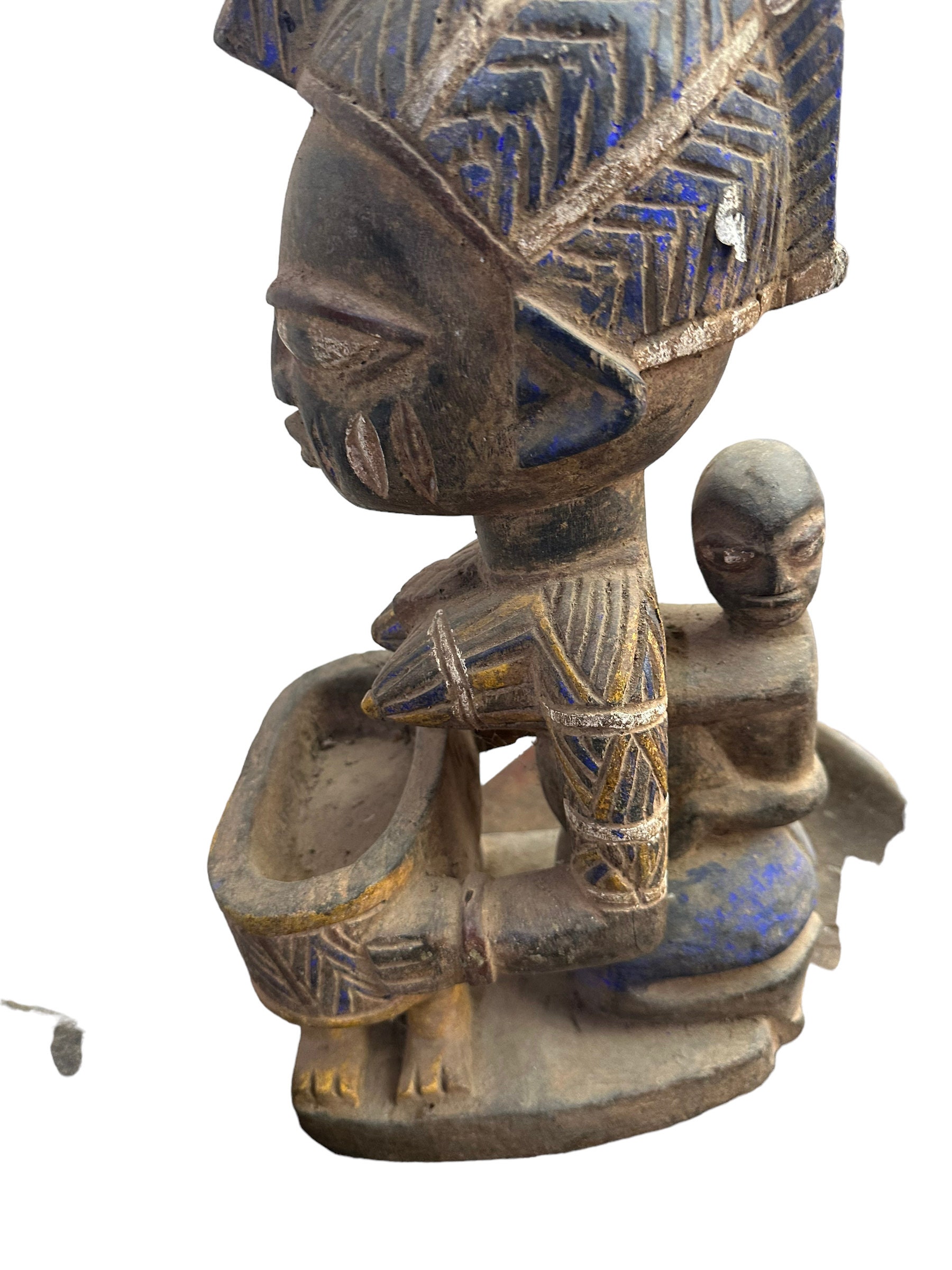 Yoruba Olumeye Kneeling Female Figure Divination Pot, African Idols ...