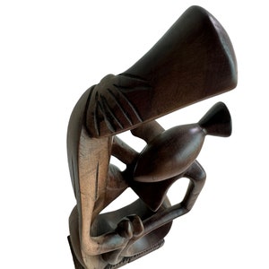 Handcrafted Wood Carved Sculpture, Symbolic Lovers Tabletop Statue ...