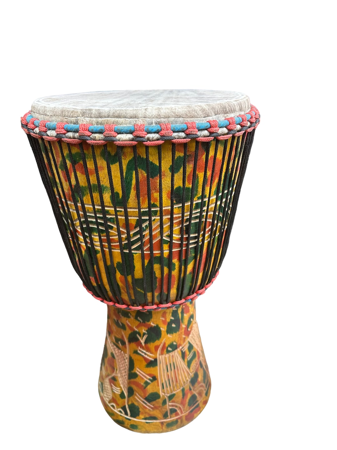Hand Carved Djembe Drum: Tall African Musical Instrument, Ghana - Etsy