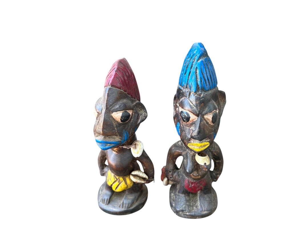 Ere Ibeji Twin Figures, Antique Yoruba Wood Statue, Carved Nigeria ...