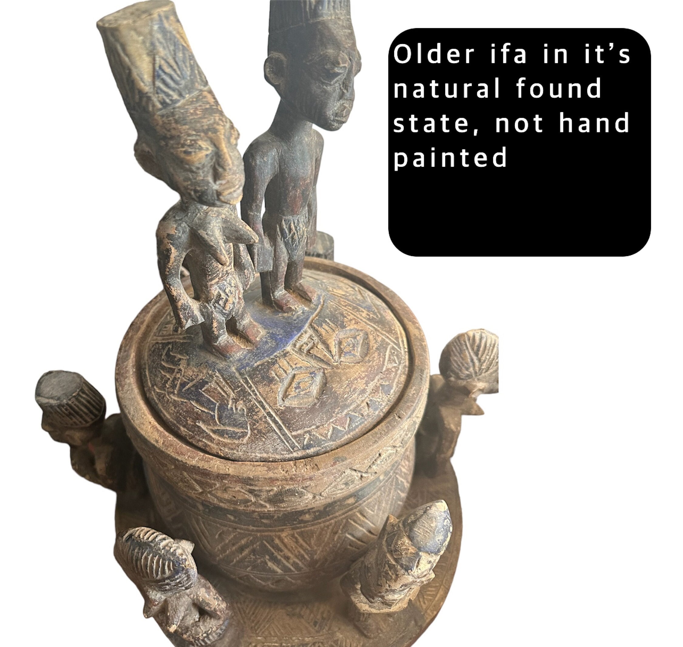 Antique Sculpture Divination Pot, African Idols-yoruba Ifa Sacrificial ...