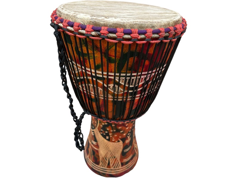 Djembe Drum, Tall African Drum L25 X W13 Inches, Pure Solid Wood, Hand ...