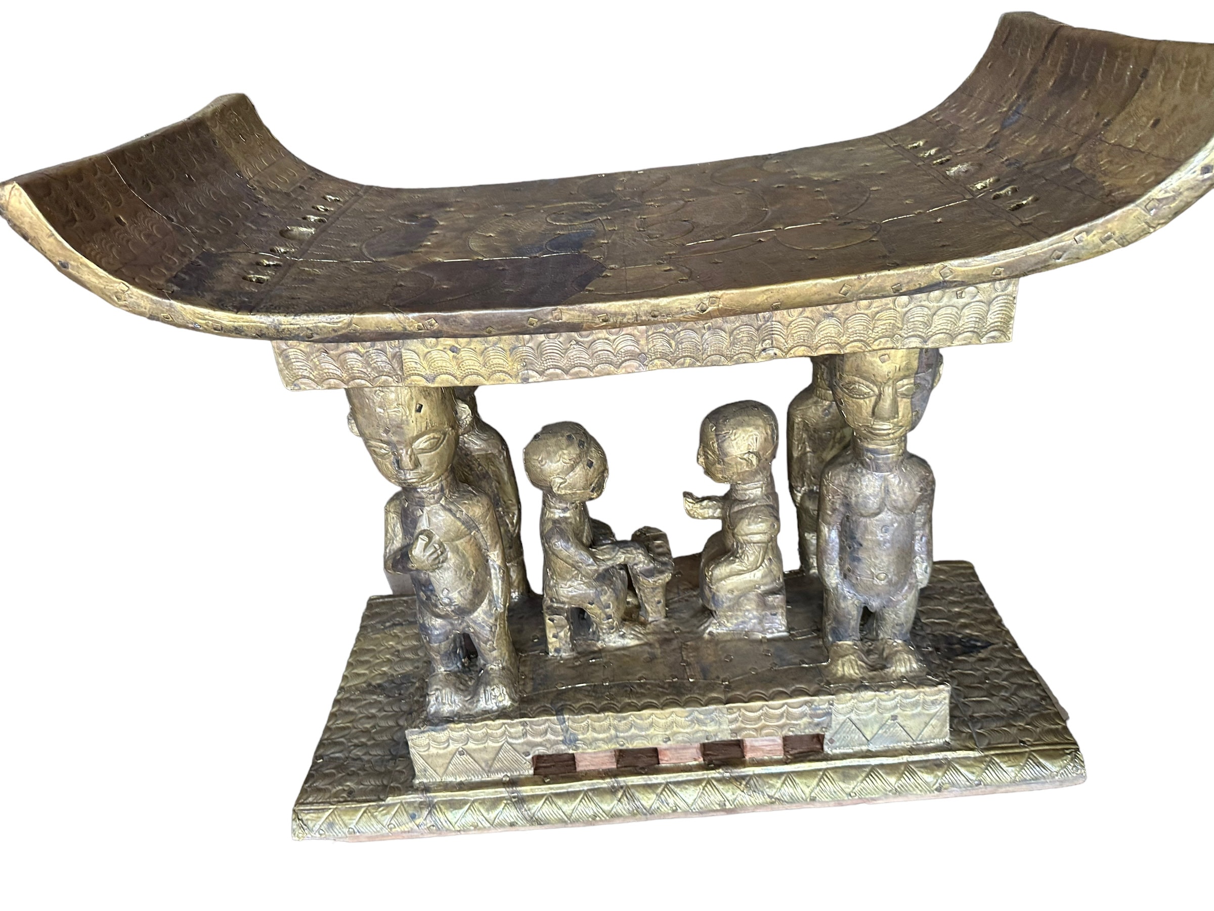 African Antique Chair Ashanti Stool Ceremonial Chair With Figural Group ...