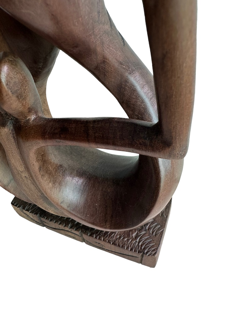 Handcrafted Wood Carved Sculpture, Symbolic Lovers Tabletop Statue ...