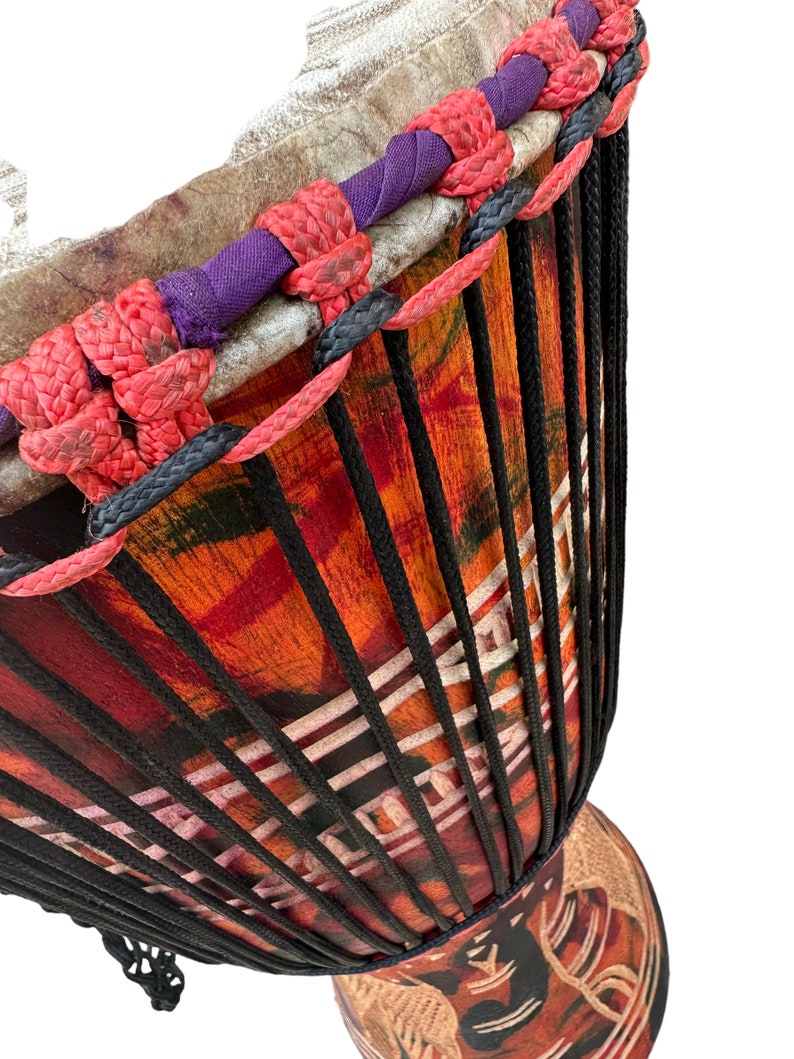 Djembe Drum, Tall African Drum L25 X W13 Inches, Pure Solid Wood, Hand ...