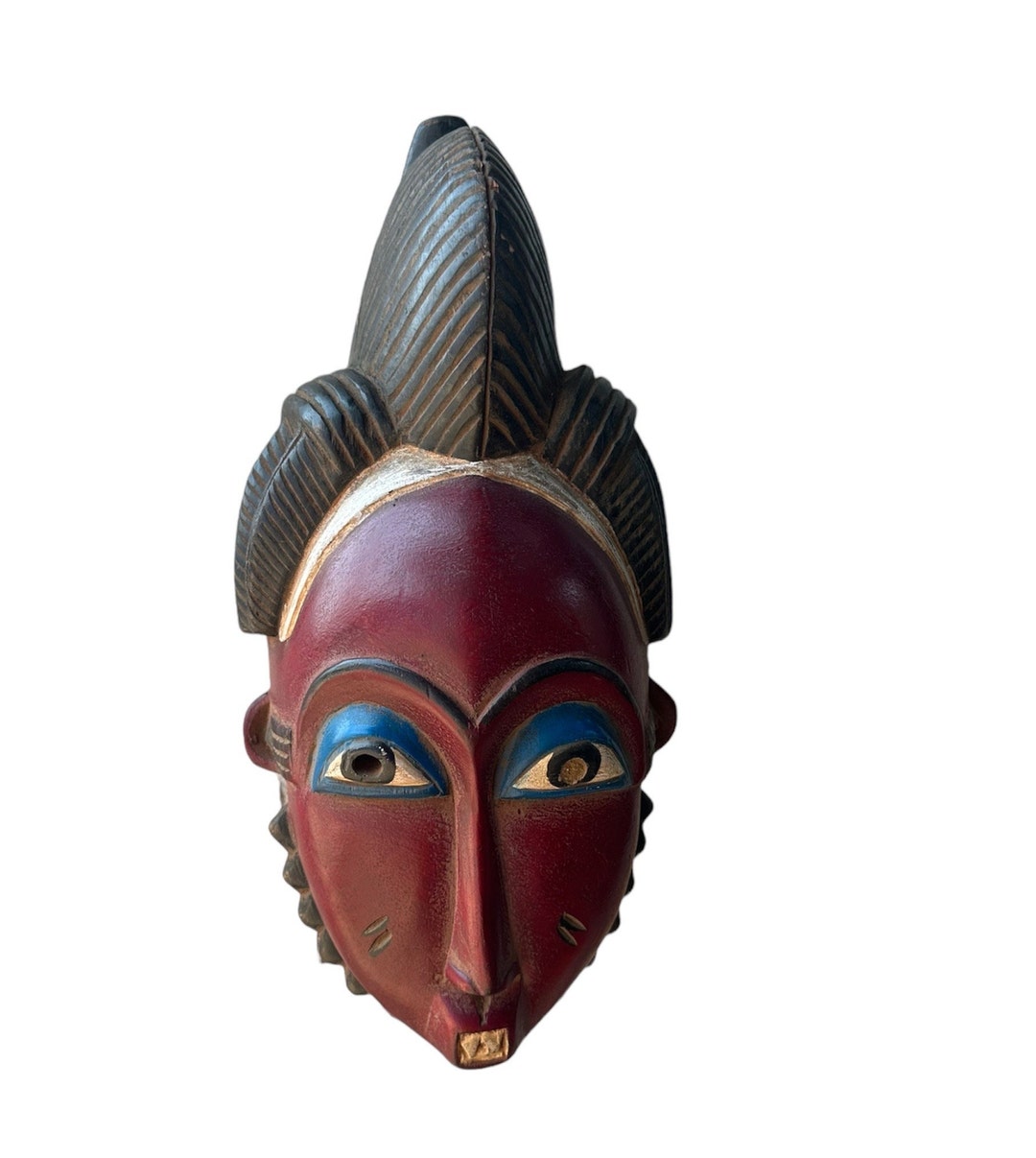 African Fang Mask Natural Wood Wall Decor, Handcrafted Unique Gift for ...