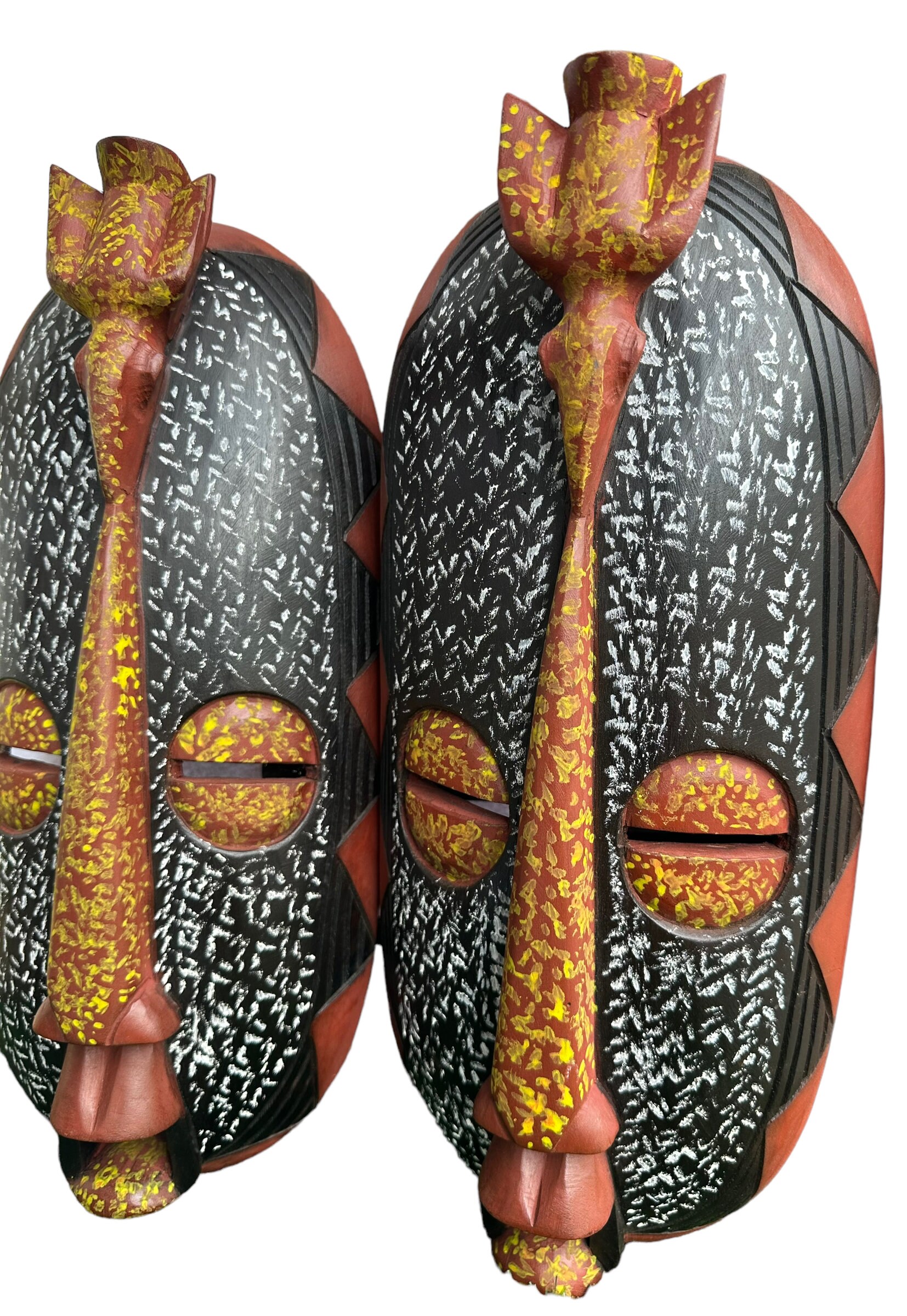 African Safari Mask Green Bird of Happiness Wooden Mask With Beads ...