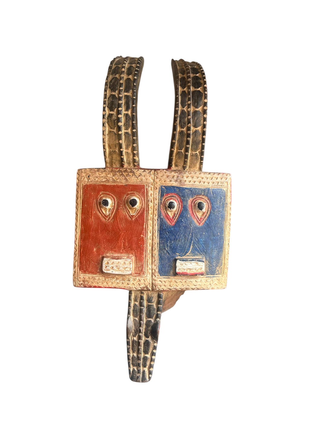 Antique Baule Mask: Dual Face Crocodile Wooden African Artifact - Etsy