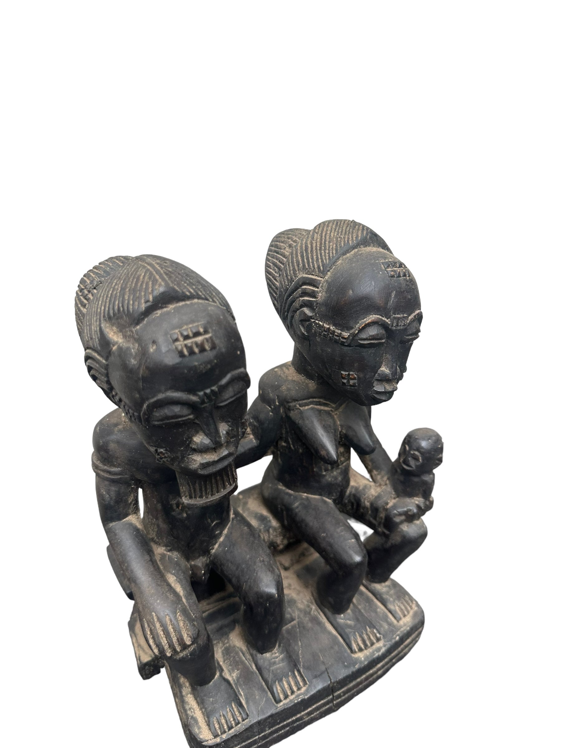 Authentic African Sculpture, Ghana Fanti Couple and Child, Handcrafted ...