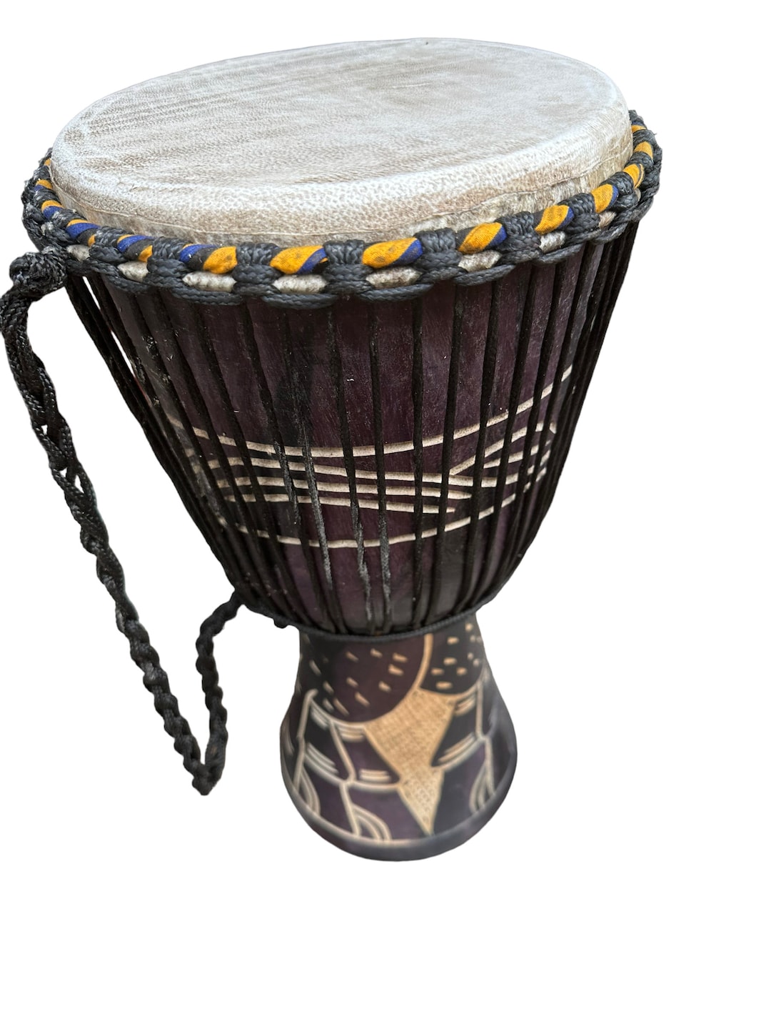 African Djembe Drum, Tall Handmade Wooden Musical Instrument, Deep ...