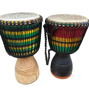 Djembe Drum, Tall Drum H25 X W14 Inches, Pure Solid Wood, Hand Carved ...