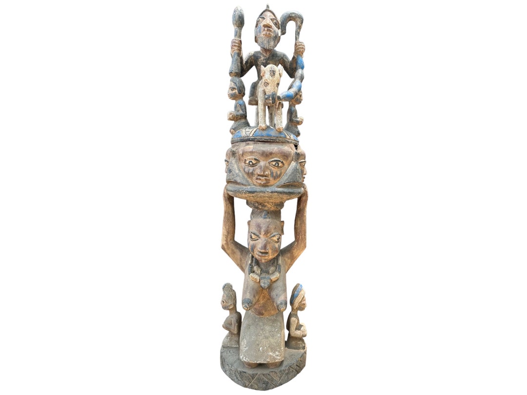 Antique Sculpture Divination Pot, African Idols-yoruba Ifa Sacrificial ...
