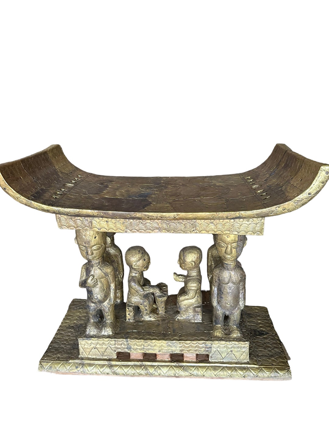 African Antique Chair Ashanti Stool Ceremonial Chair With Figural Group ...