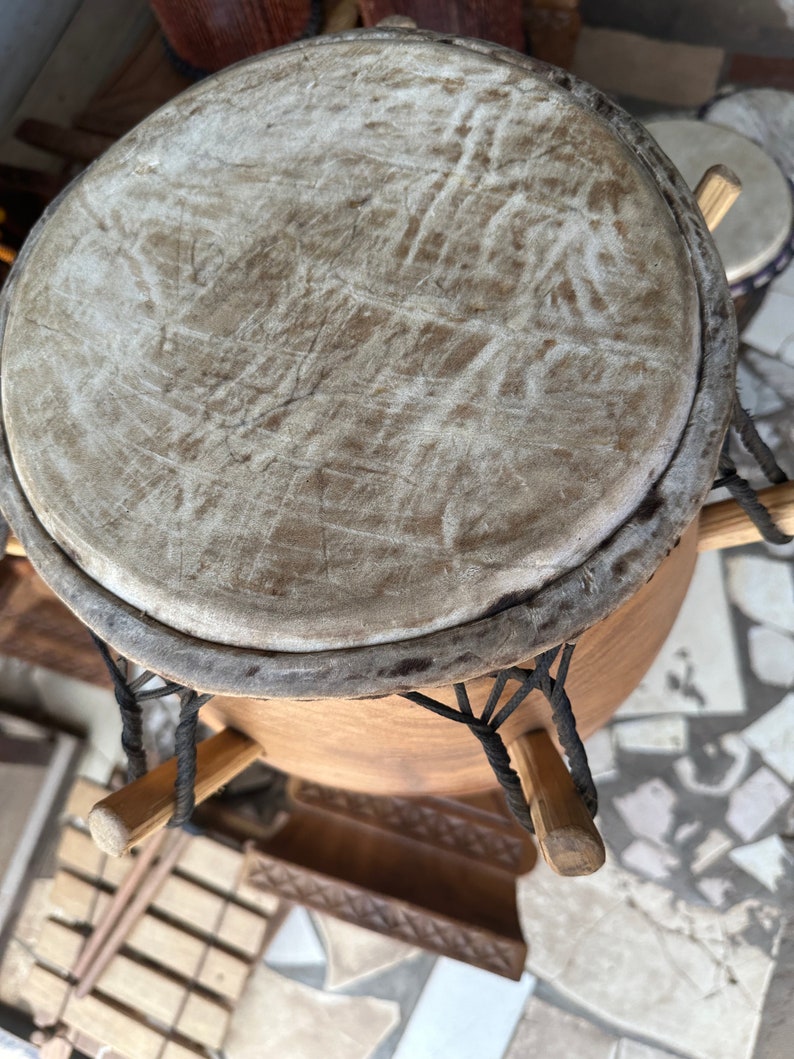 Vintage Kpanlogo Drum: XL West African Peg Drum, Ghana Musical ...