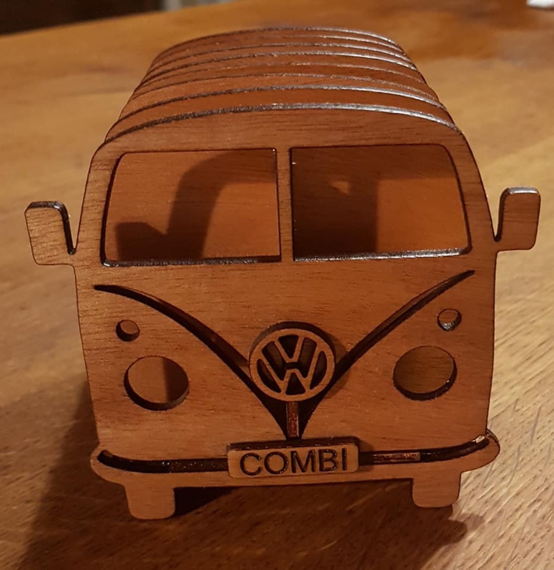 Vintage Volkswagen VW Combi Van With 6 Coasters DXF-SVG Laser Cut File ...