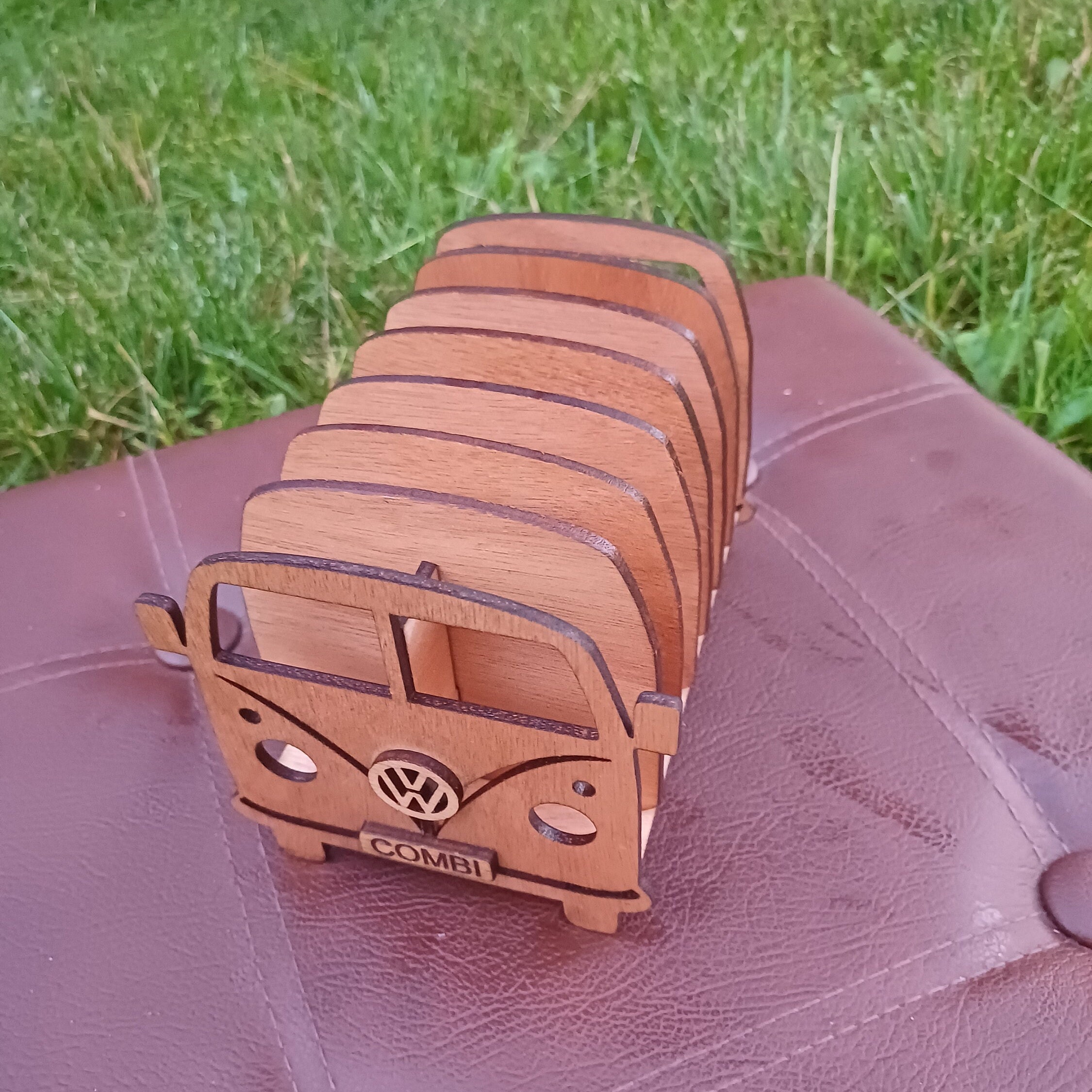 Vintage Volkswagen VW Combi Van With 6 Coasters DXF-SVG Laser Cut File ...