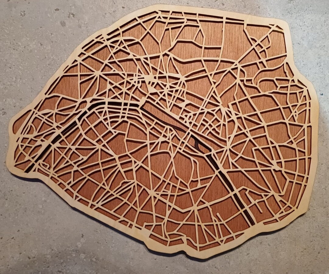 Paris Map Paris City Map DXF-SVG Digital File for Laser Cutting on Wood ...