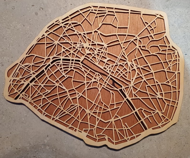 Paris Map Paris City Map DXF-SVG Digital File for Laser Cutting on Wood ...