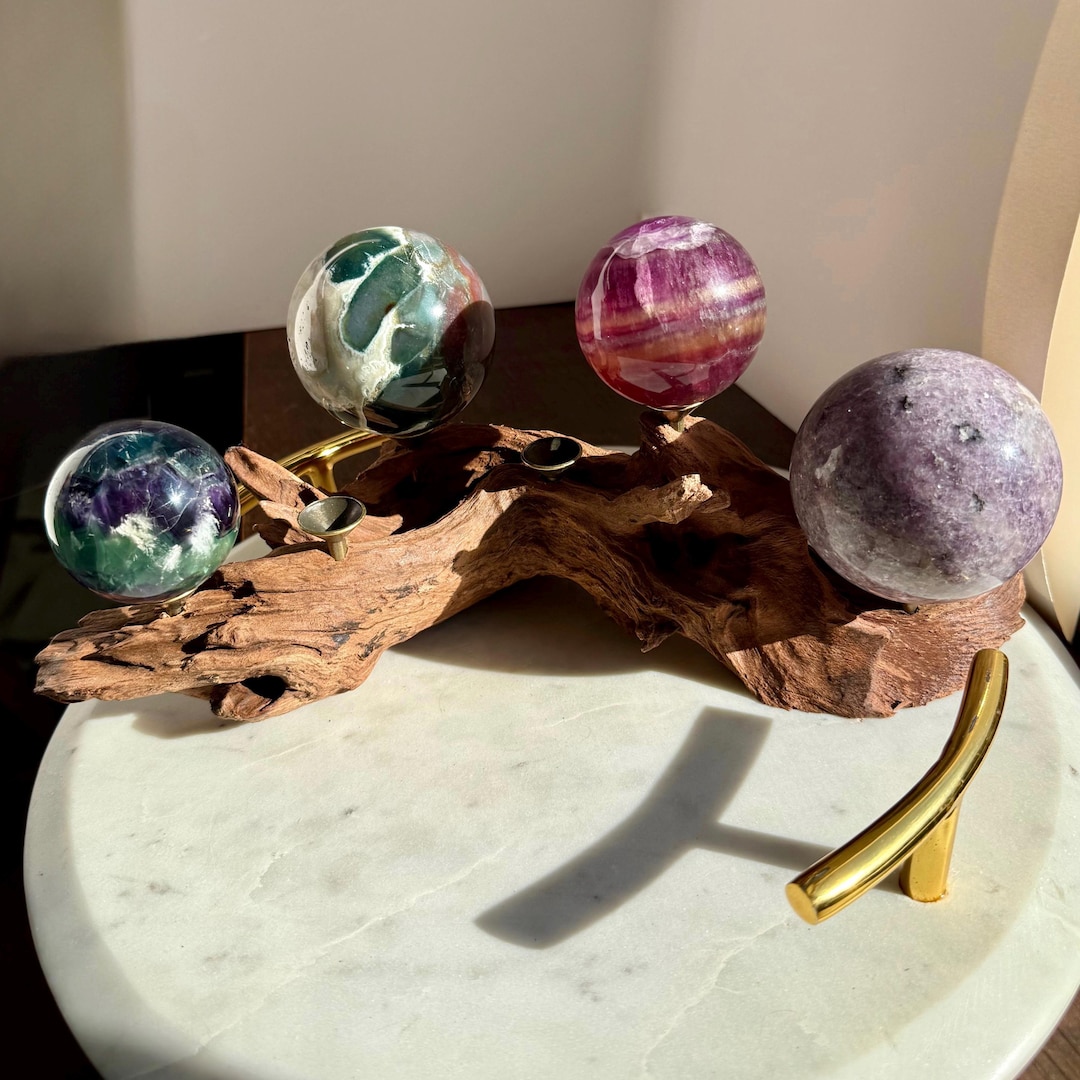 Driftwood Sphere Stand || Natural Wood Sphere Stand || Crystal Sphere ...