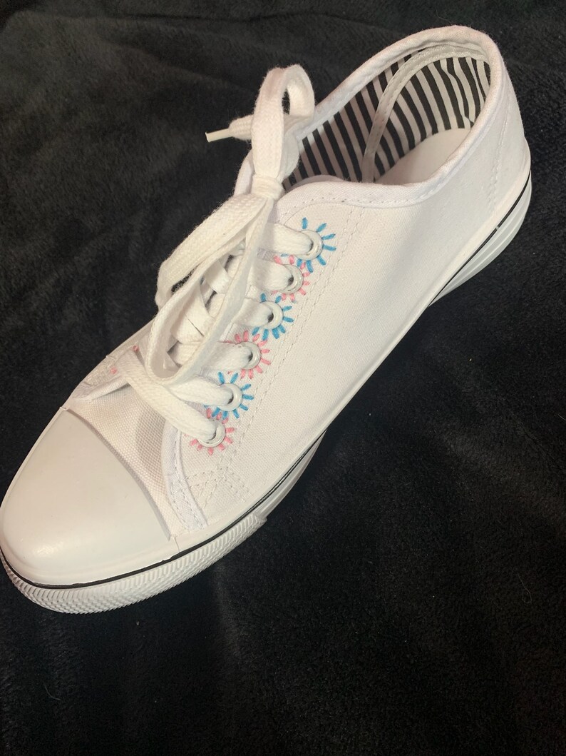 Trans Pride Embroidered Sneakers - Etsy