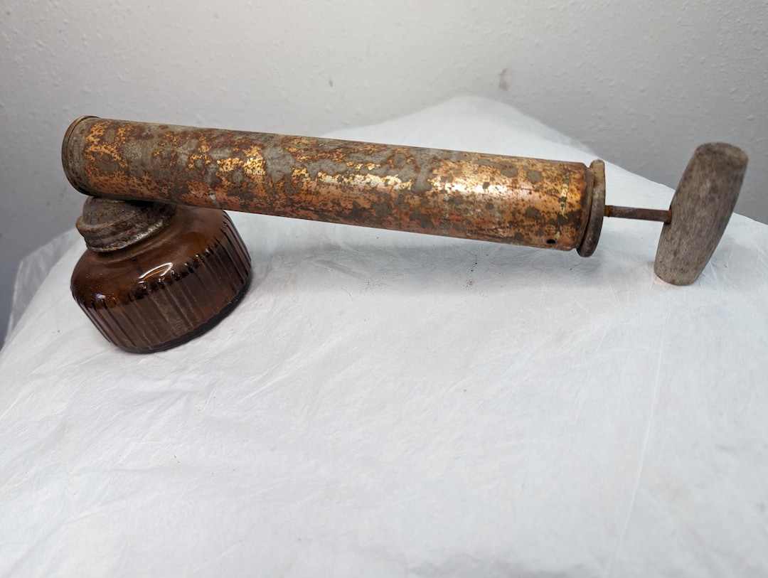 Vintage Garden Bug Sprayer W/amber Glass Container - Etsy