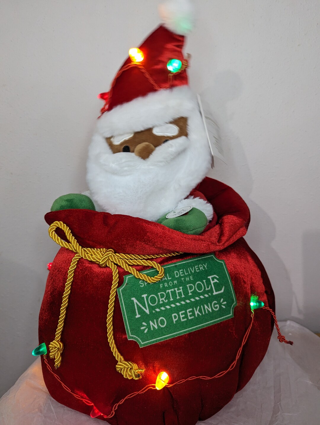 Animated Santa Popping Out of Toy Bag W/lights - Etsy