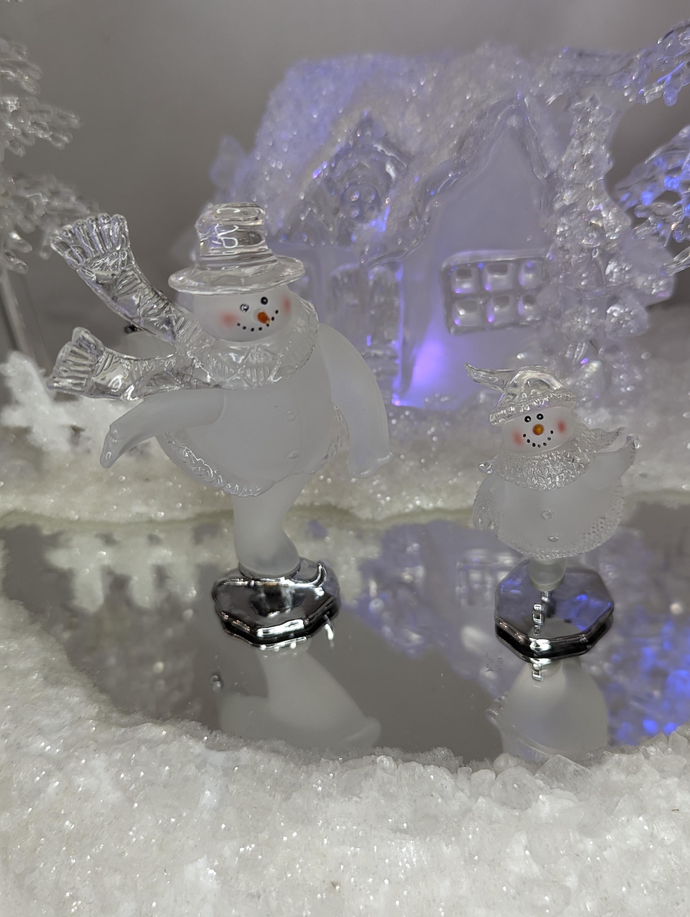 Skating Snowmen Village Scene W/ Color Change Effects - Etsy