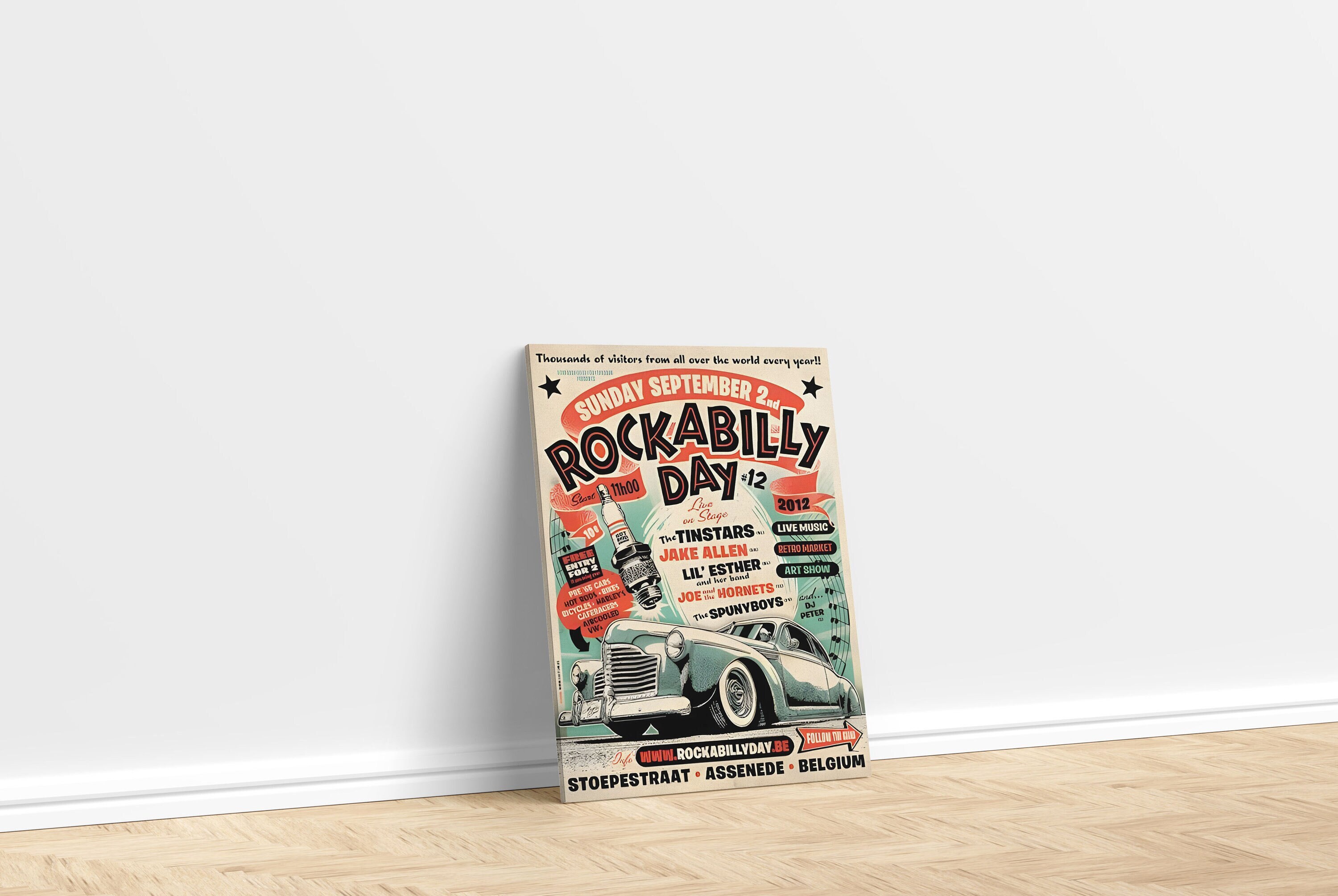 Rockabilly Day Poster / Vintage Car Wall Decor / Rockabilly Music Room ...