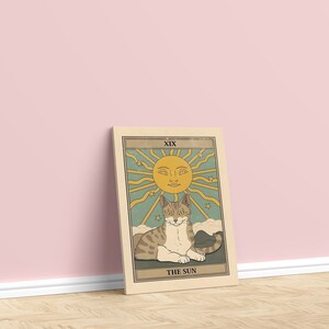 Tarot Fortune Cards Print Art / the Sun Poster / Sun God Wall Art / Cat ...