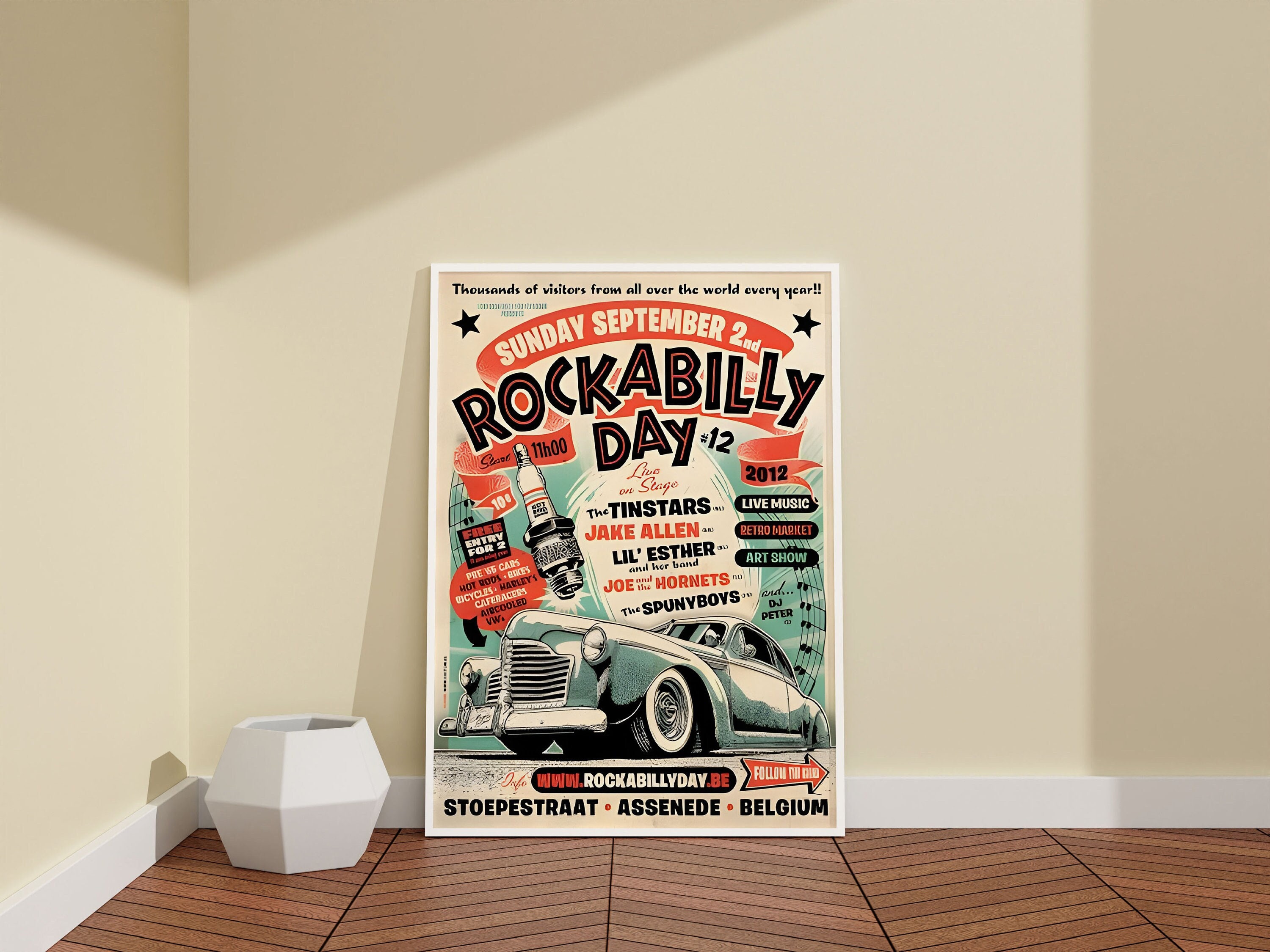 Rockabilly Day Poster / Vintage Car Wall Decor / Rockabilly Music Room ...