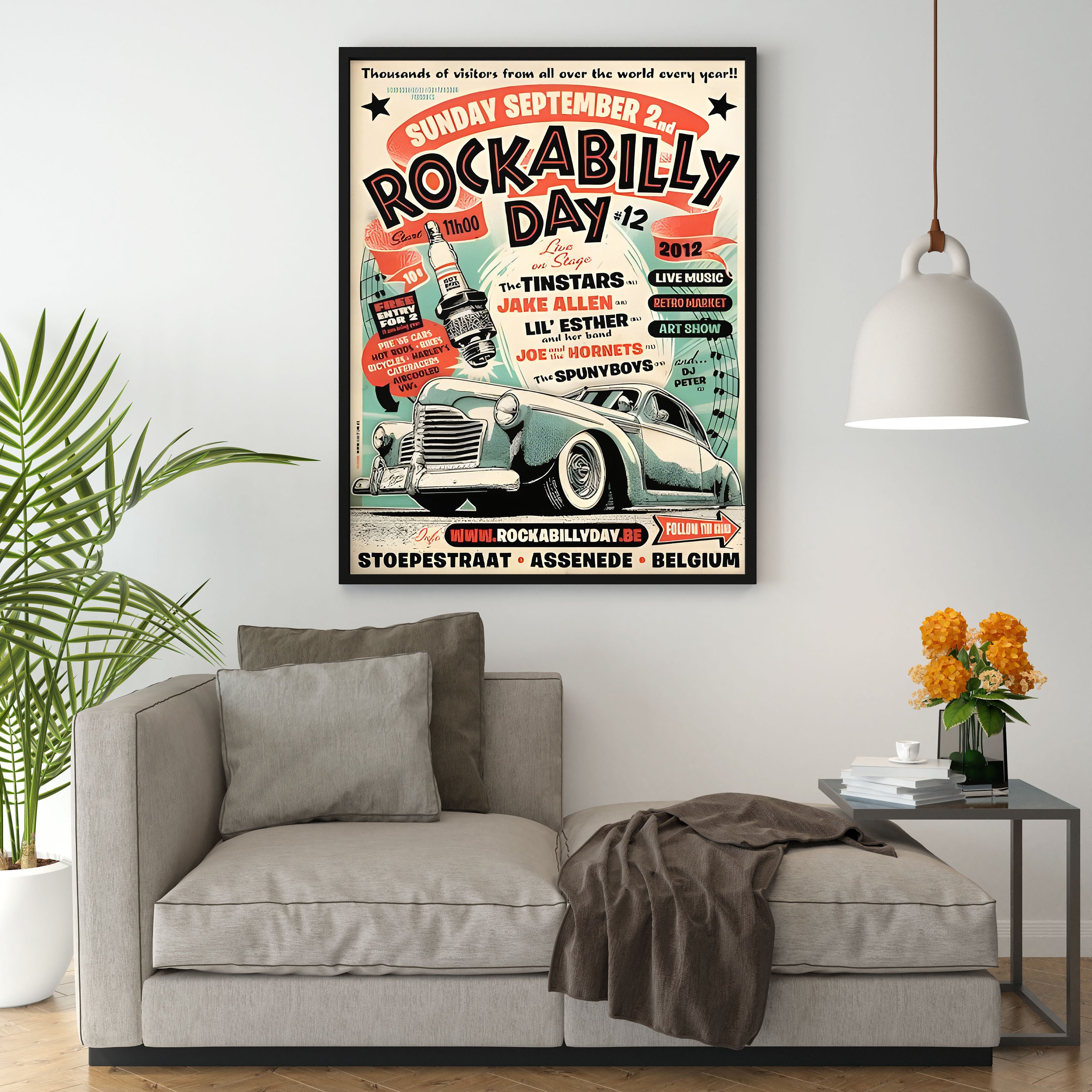 Rockabilly Day Poster / Vintage Car Wall Decor / Rockabilly Music Room ...