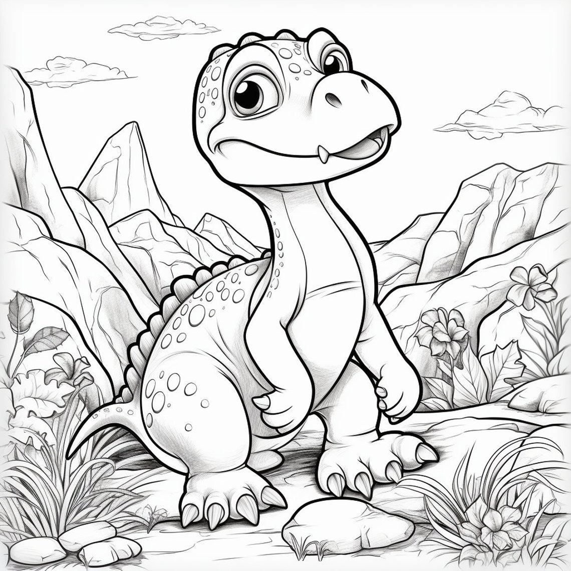Dinosaur Coloring Pages - Etsy