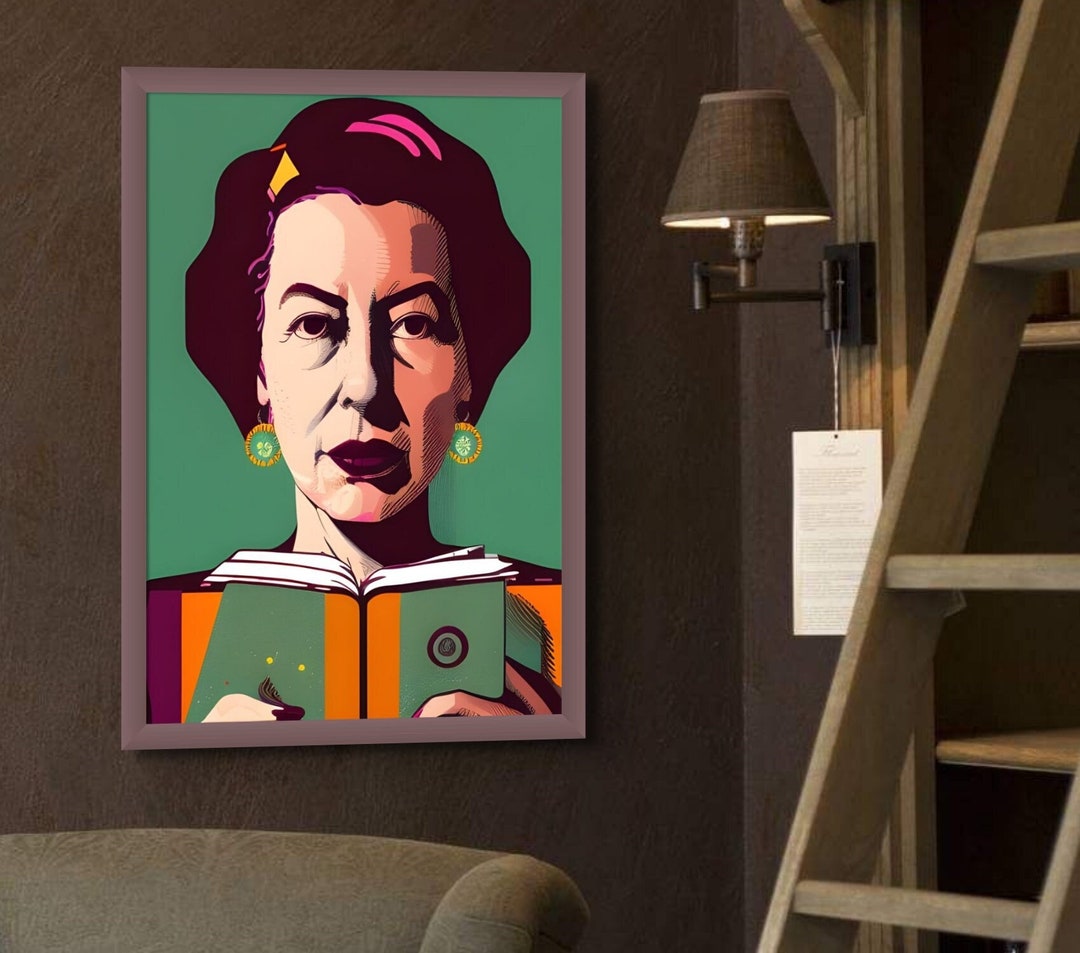 Queen Elizabeth Reading, Pop Art Poster, Colorful Royal Wall Art ...