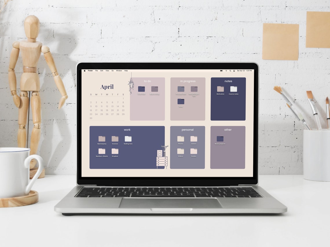 Desktop Organizer Wallpaper Folder Icons Calendar 2023 & 2024 ...