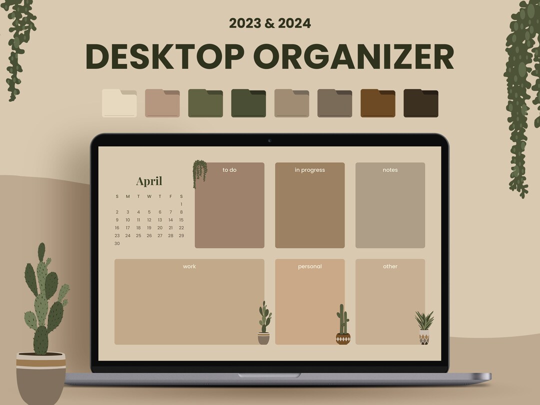 Desktop Organizer Wallpaper Folder Icons Calendar 2023 & - Etsy