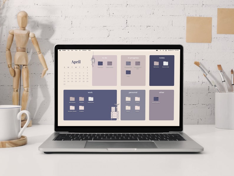 Desktop Organizer Wallpaper Folder Icons Calendar 2023 & - Etsy