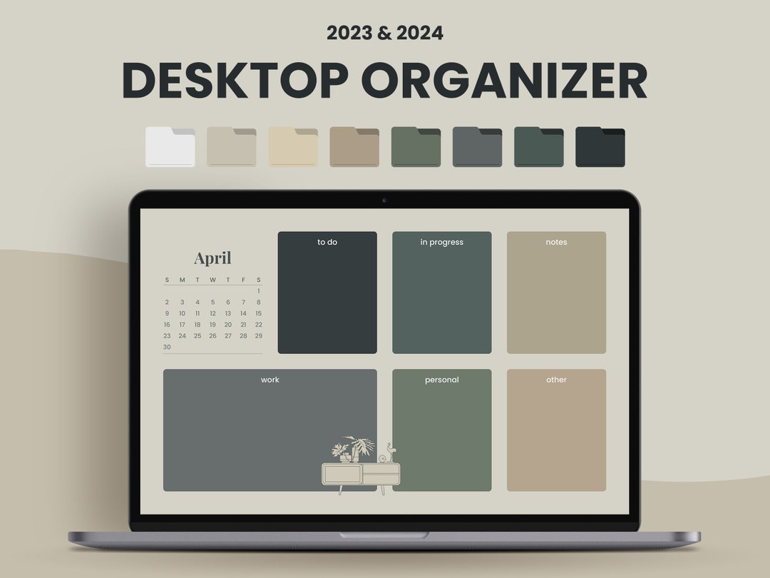 Desktop Organizer Wallpaper Folder Icons Calendar 2023 & - Etsy