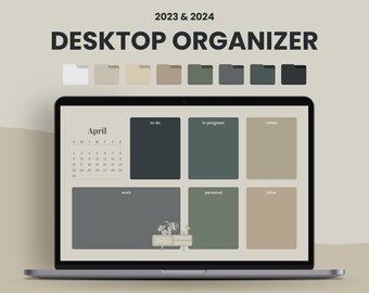 Desktop Organizer Wallpaper Folder Icons Calendar 2023 & - Etsy