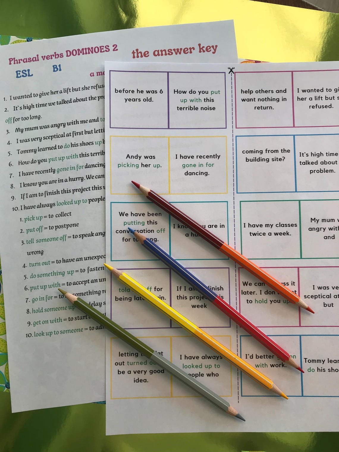 PHRASAL VERBS DOMINOES 2 – Matching Exercise - Etsy