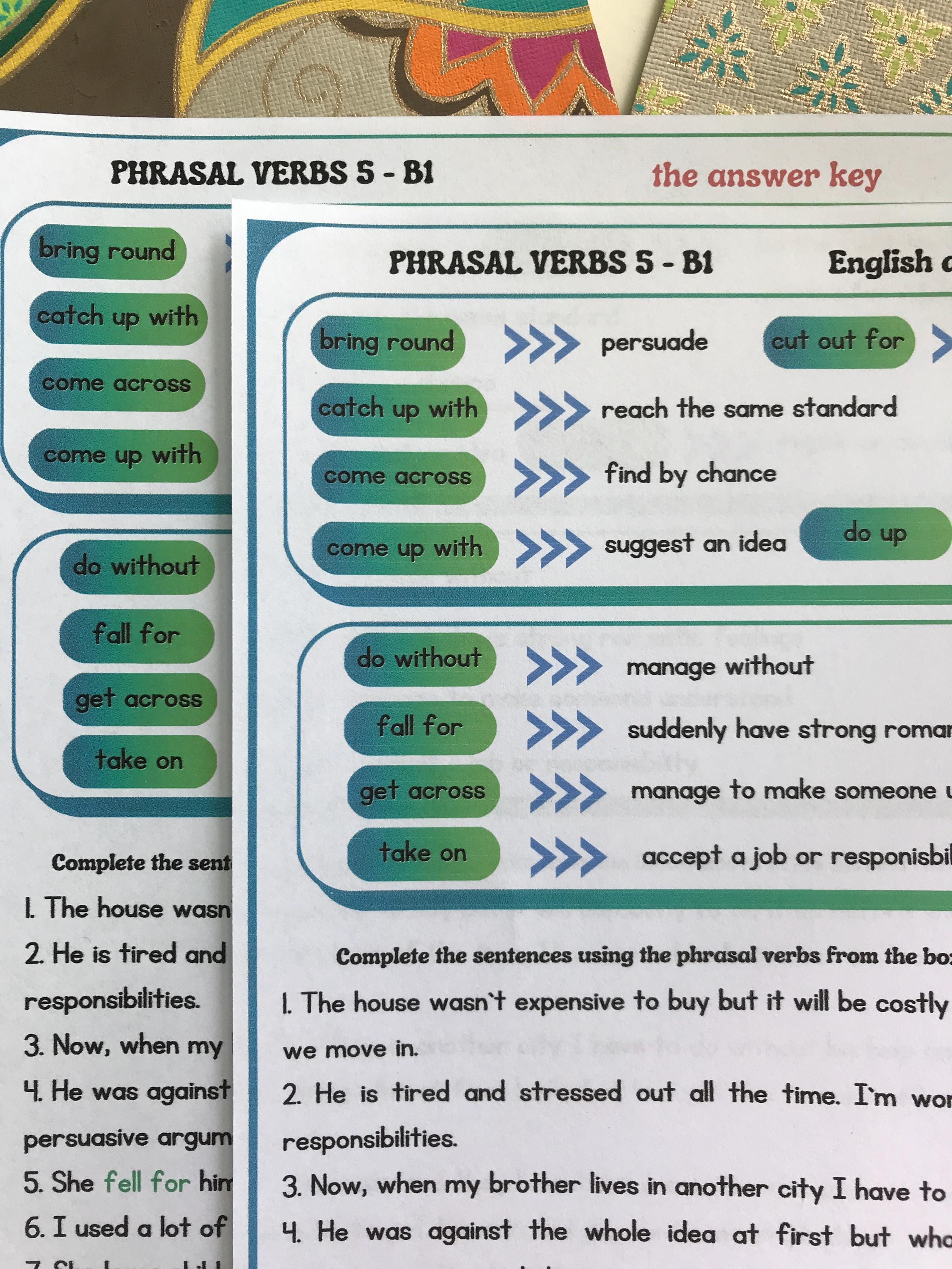 PHRASAL VERBS 5 – English as a Second Language - B1 - Etsy
