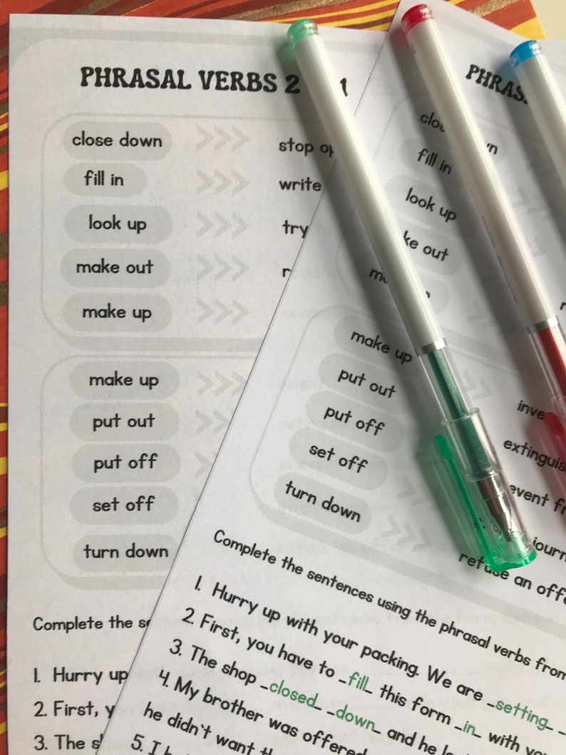 Phrasal Verbs 2 – English as a Second Language - B1 - Etsy