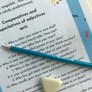 Comparatives and Superlatives of Adjectives a Quiz. ESL. Learning ...